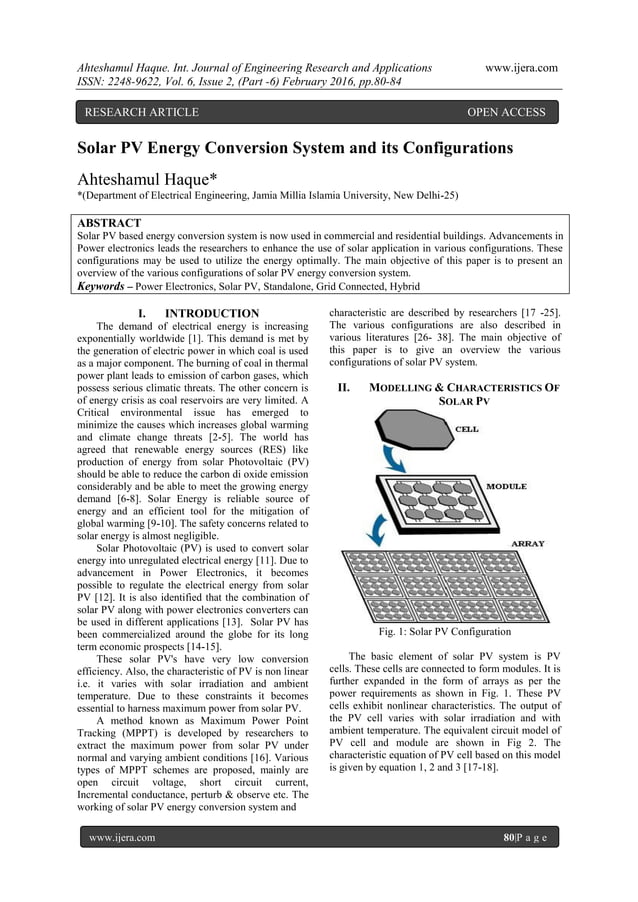 Solar PV Energy Conversion System and its Configurations | PDF