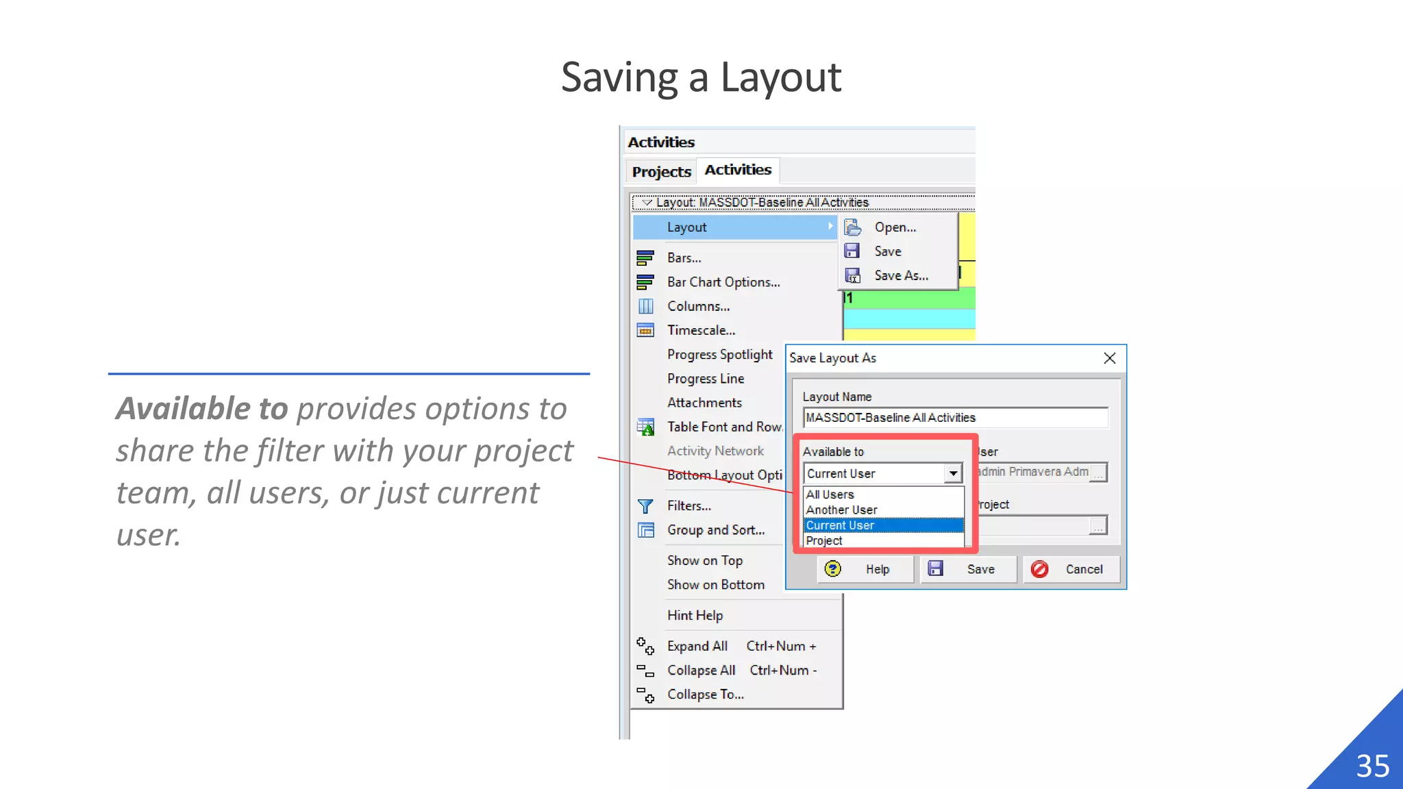 Setting up Filters & Layouts in P6 | PDF