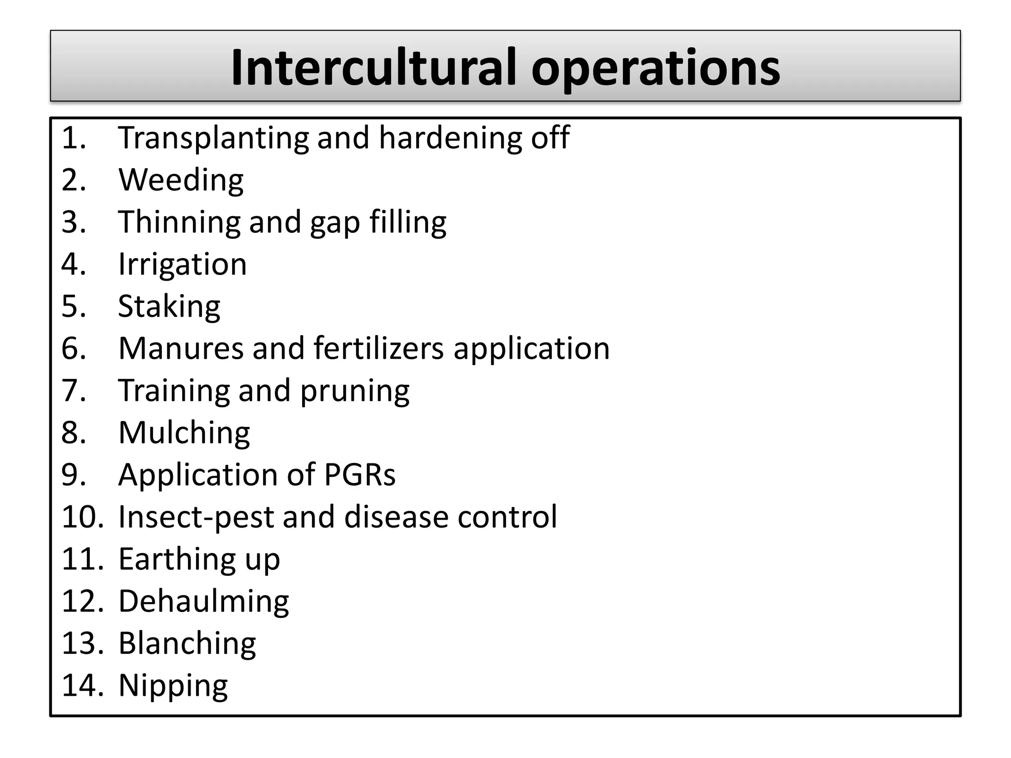 Intercultural operations in vegetable crops | PDF