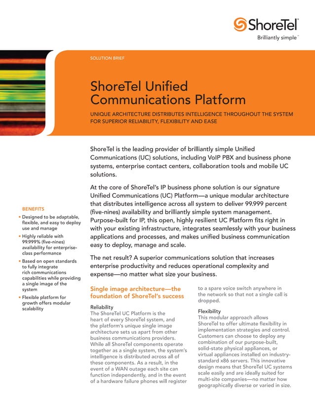 ShoreTel UC Solution Brief | Voyager Networks | PDF | Computer Software and Applications | Computing