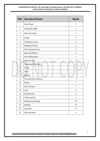 Primavera P6 Notes for Beginners | PDF