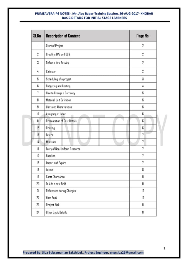 Primavera P6 Notes for Beginners | PDF