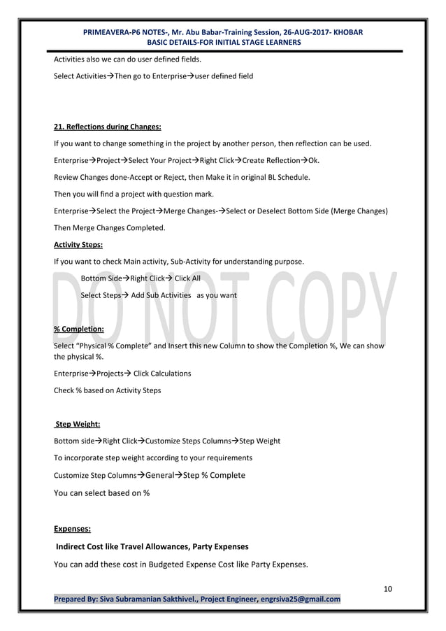 Primavera P6 Notes for Beginners | PDF