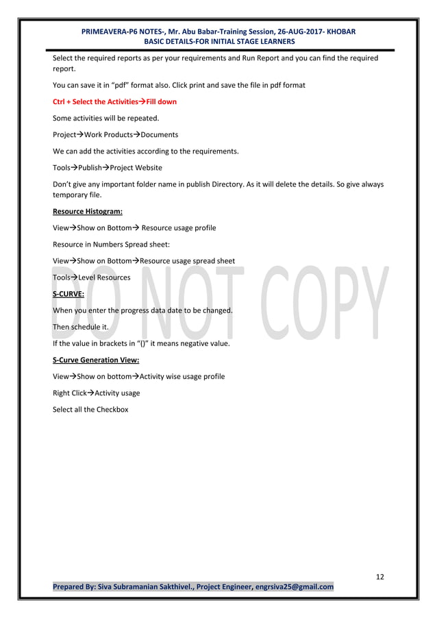 Primavera P6 Notes for Beginners | PDF