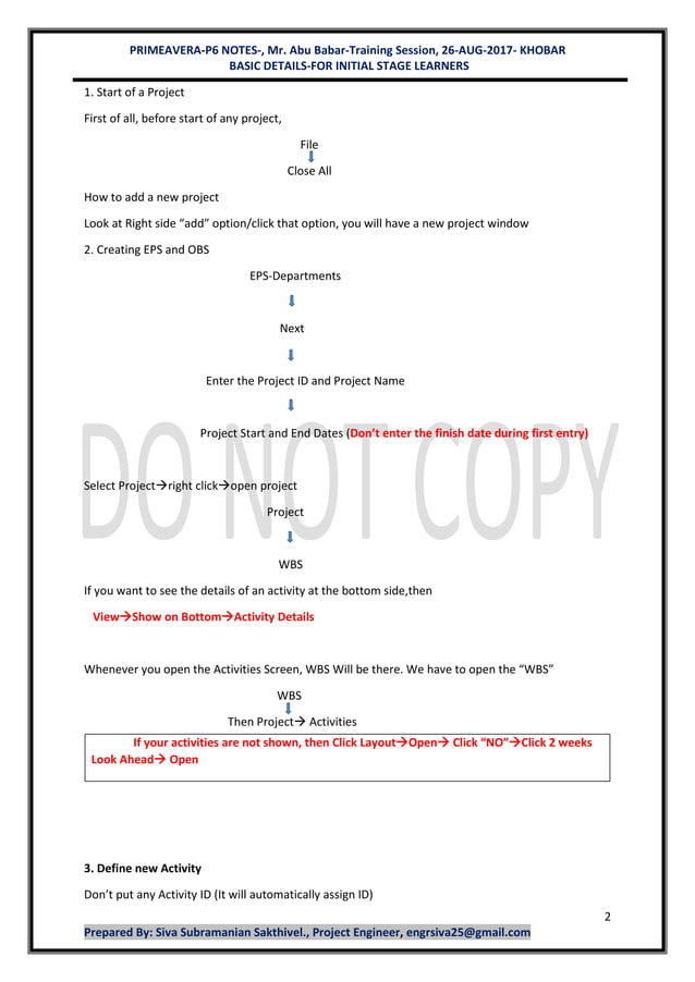 Primavera P6 Notes for Beginners | PDF