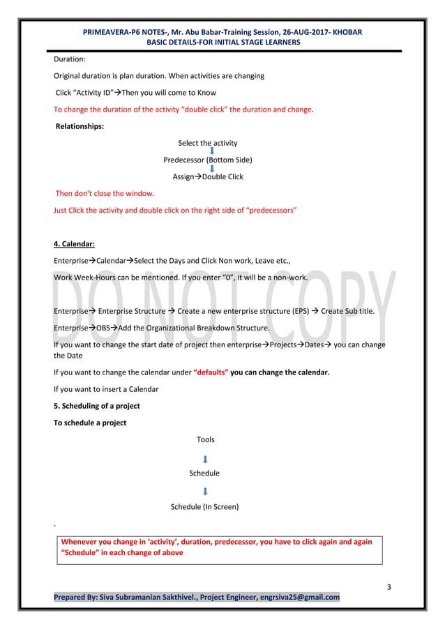 Primavera P6 Notes for Beginners | PDF