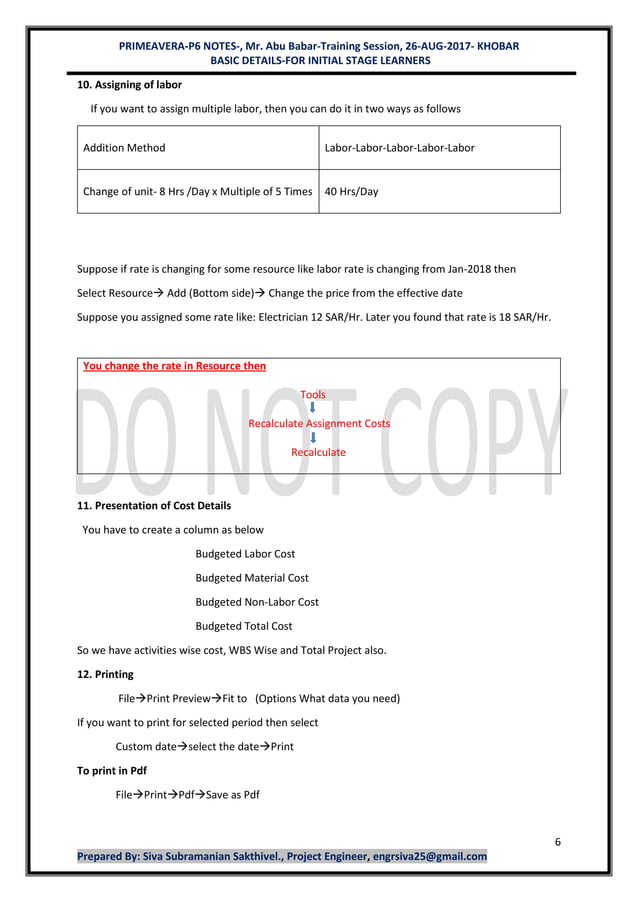 Primavera P6 Notes for Beginners | PDF