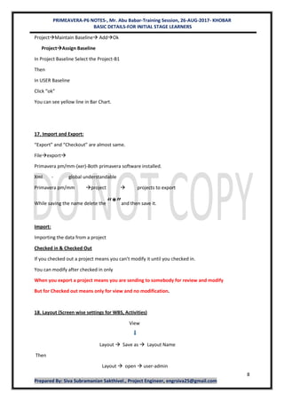 Primavera P6 Notes For Beginners Pdf