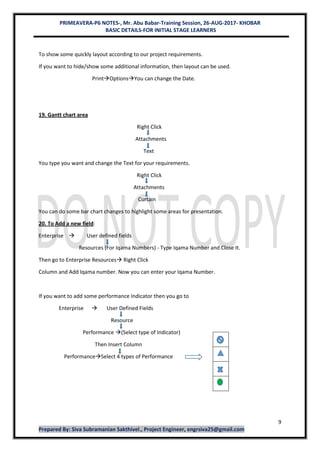 Primavera P6 Notes for Beginners | PDF