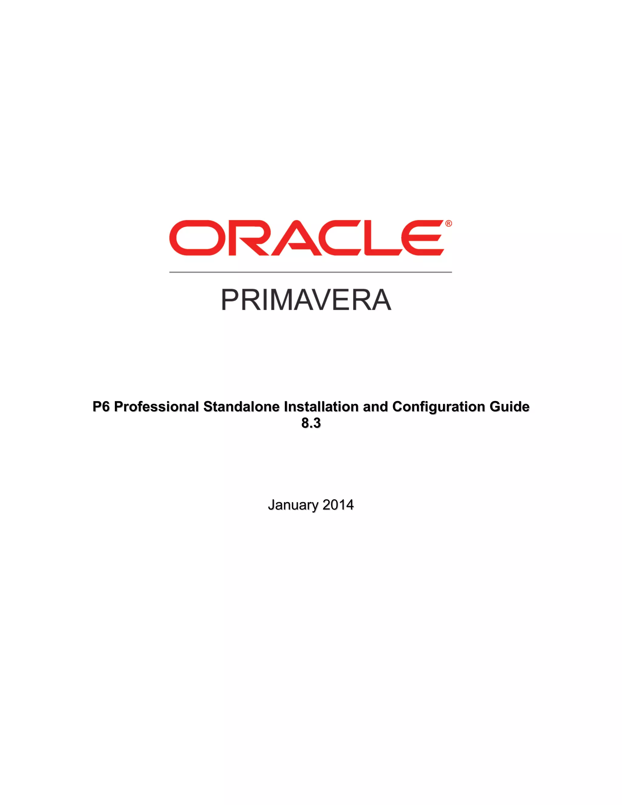 P6 professional standalone_install_and_config_guide | PDF