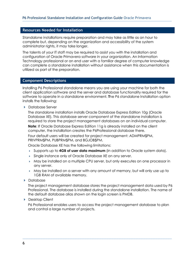 P6 professional standalone_install_and_config_guide | PDF