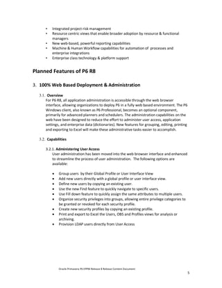 Oracle Primavera P6 Release Content Document (RCD) | PDF