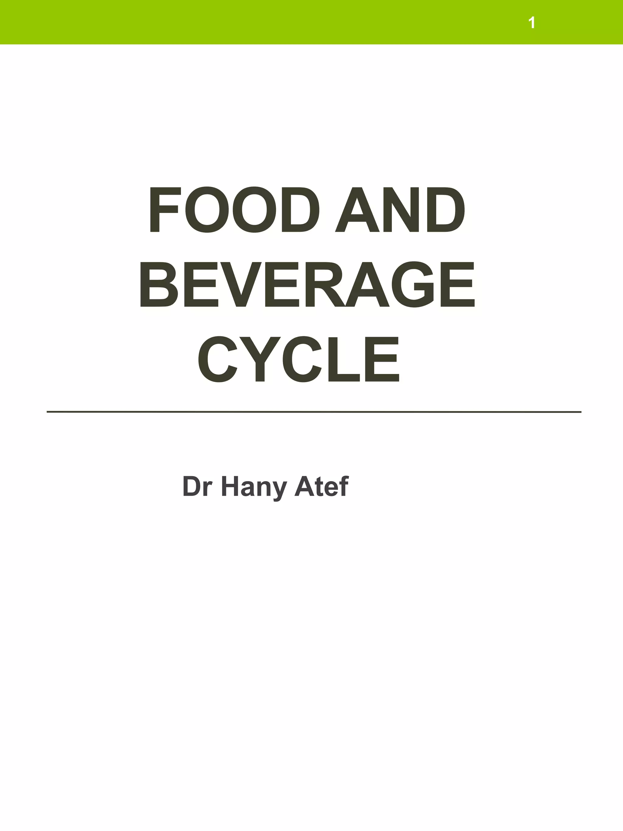 P 7 Food and Beverage cycle Service Sequence | PDF