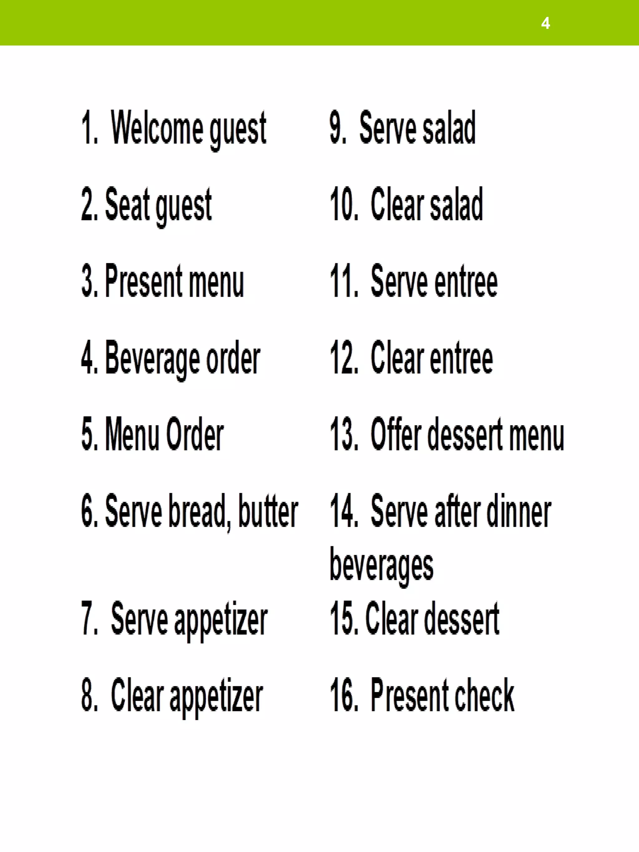 P 7 Food and Beverage cycle Service Sequence | PDF