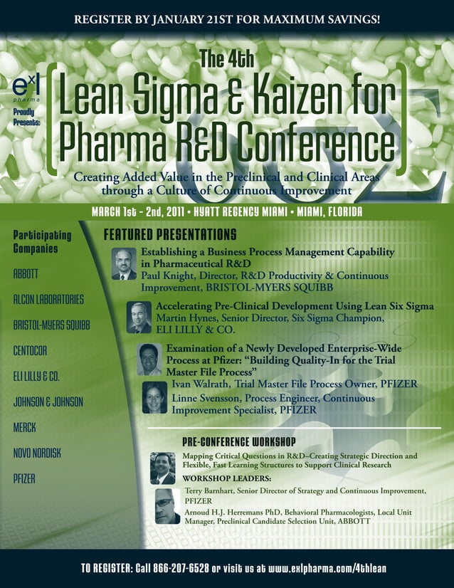 4th Lean Sigma & Kaizen for Pharma R&D Conference, March 2011, Miami | PDF