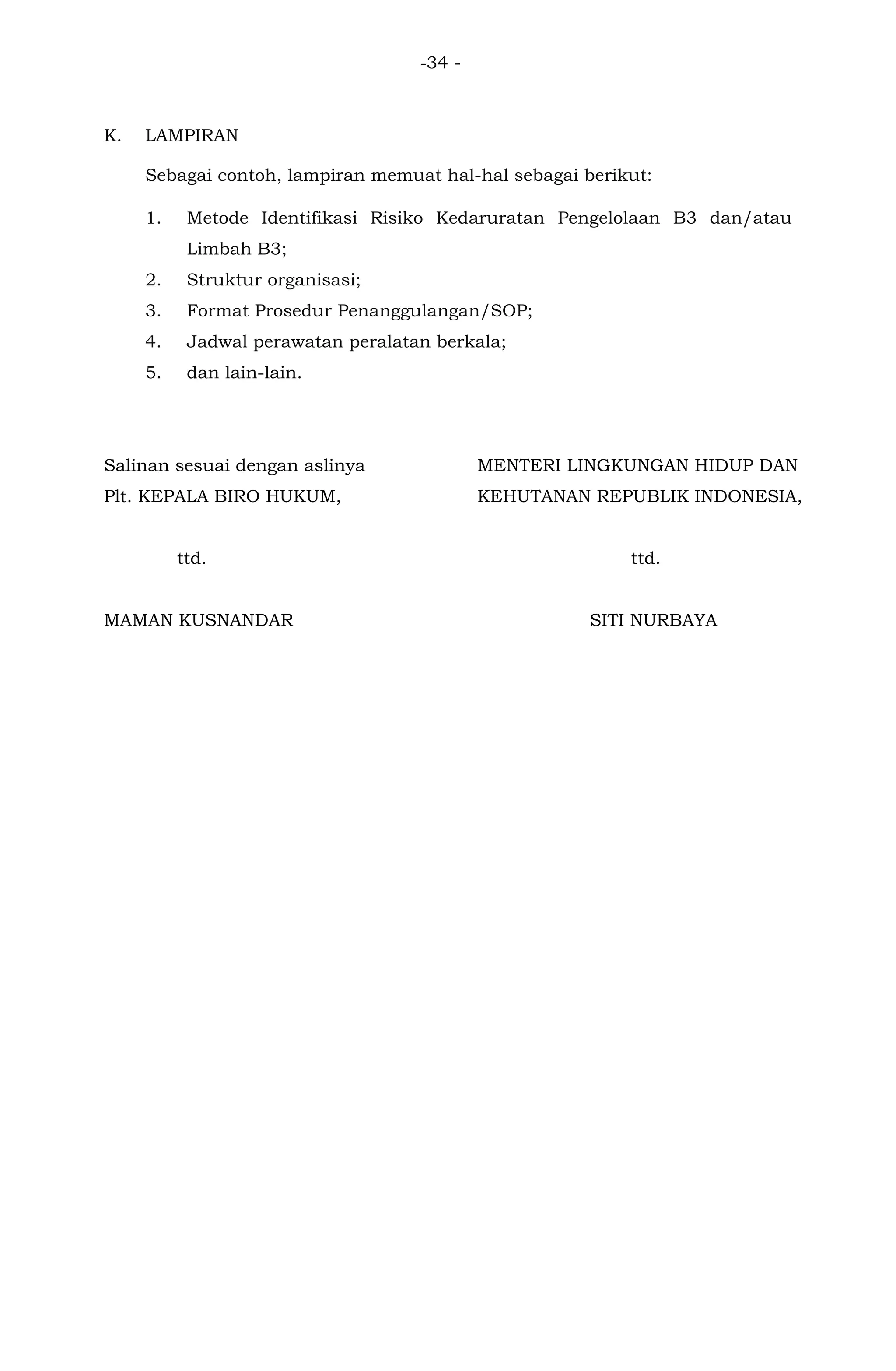 Peraturan Menteri Lingkungan Hidup Dan Kehutanan Nomor P.74/MENLHK/SETJEN/KUM.1/10/2019 | PDF