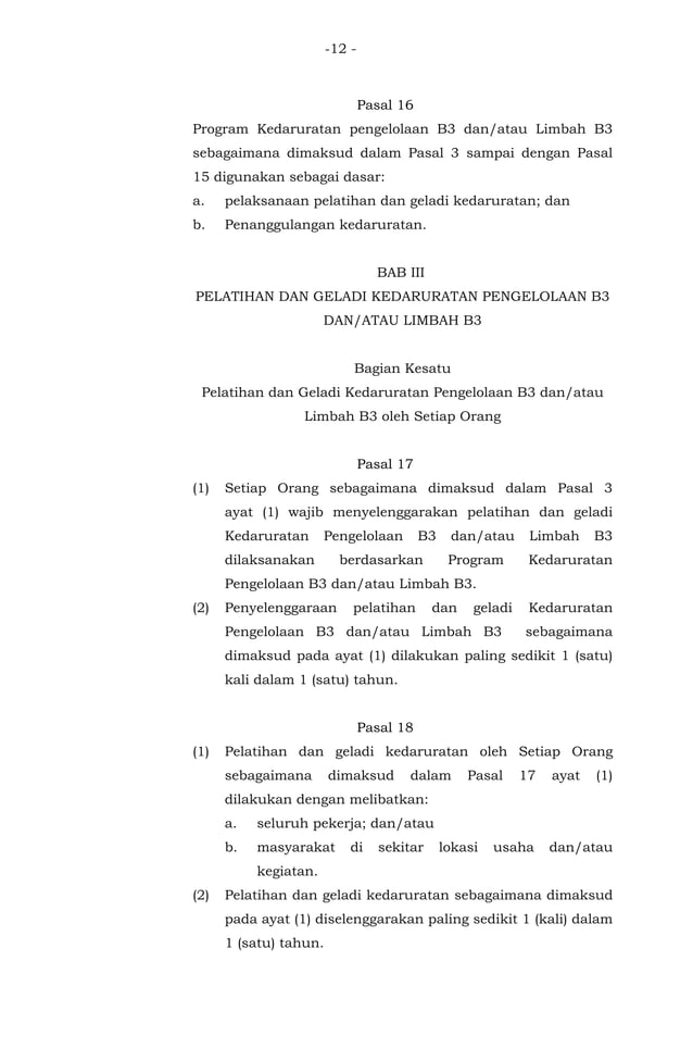 Peraturan Menteri Lingkungan Hidup Dan Kehutanan Nomor P.74/MENLHK/SETJEN/KUM.1/10/2019 | PDF