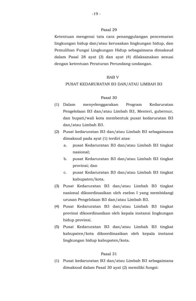 Peraturan Menteri Lingkungan Hidup Dan Kehutanan Nomor P.74/MENLHK/SETJEN/KUM.1/10/2019 | PDF
