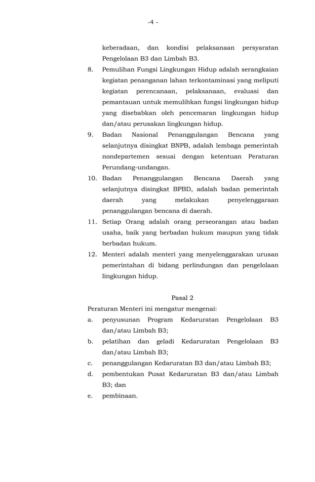 Peraturan Menteri Lingkungan Hidup Dan Kehutanan Nomor P.74/MENLHK/SETJEN/KUM.1/10/2019 | PDF
