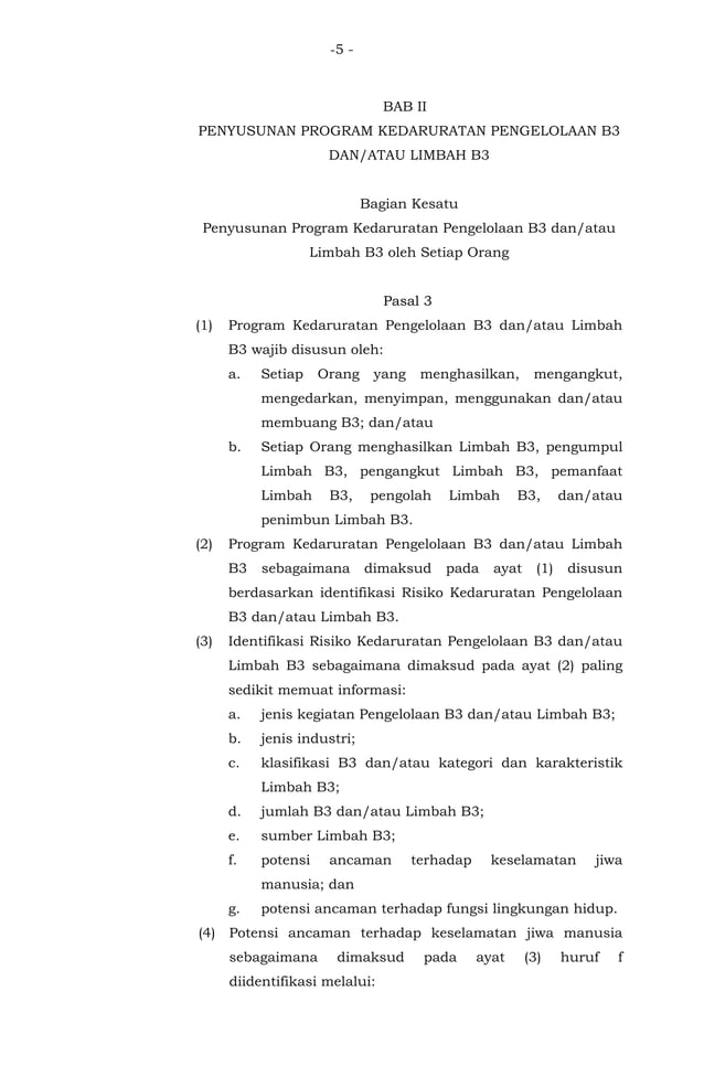 Peraturan Menteri Lingkungan Hidup Dan Kehutanan Nomor P.74/MENLHK/SETJEN/KUM.1/10/2019 | PDF