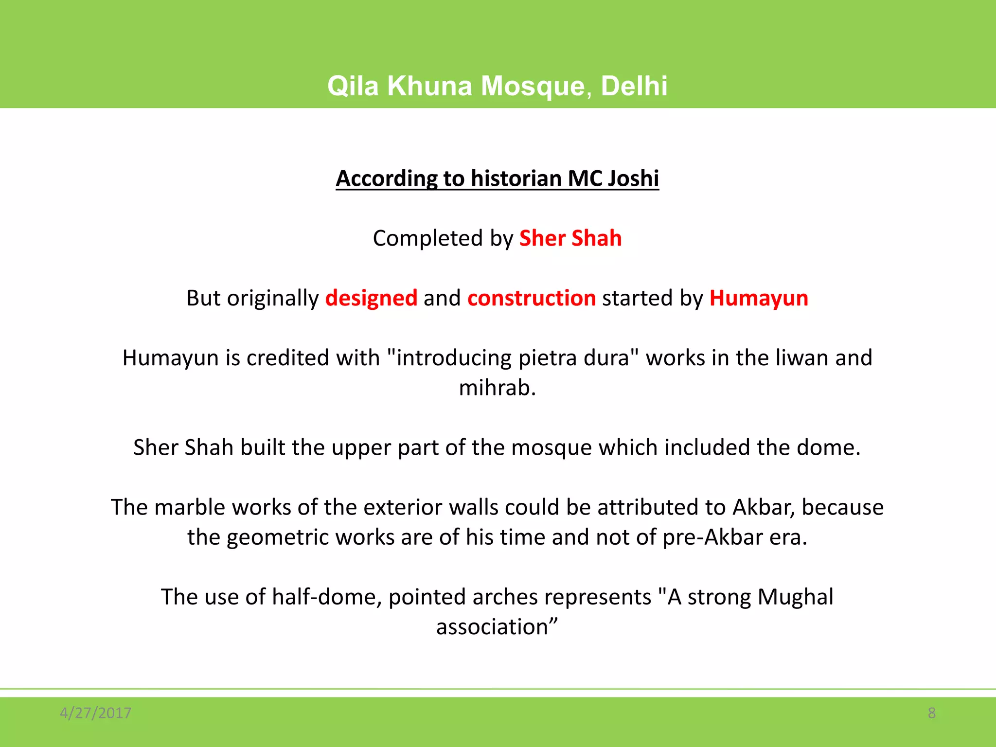 Lecture 09: Islamic Architecture in India_Sher Shah Suri | PPTX