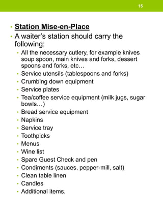 P 8 Food & Beverage cycle The Menu | PDF
