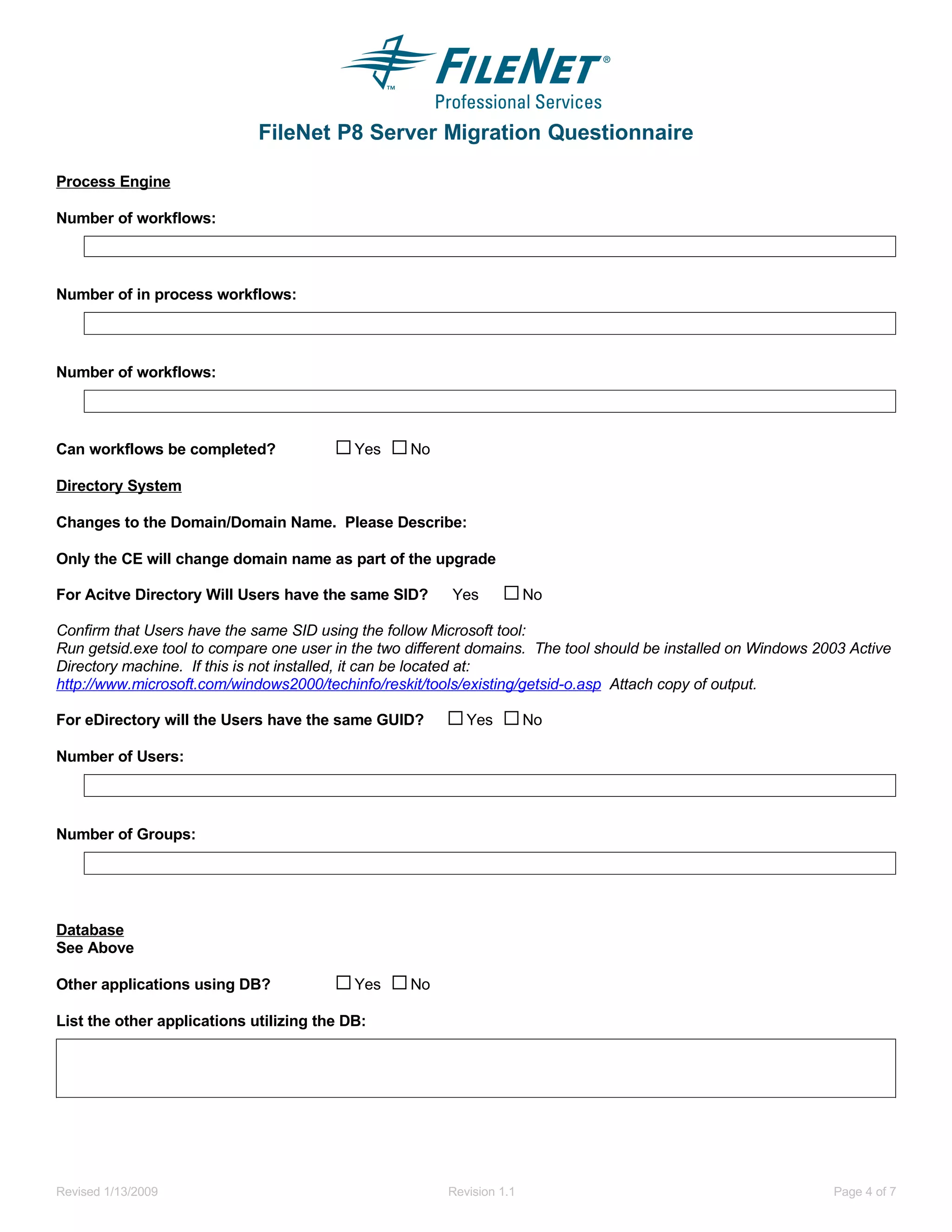 P8 Migration Questionnaire | DOC