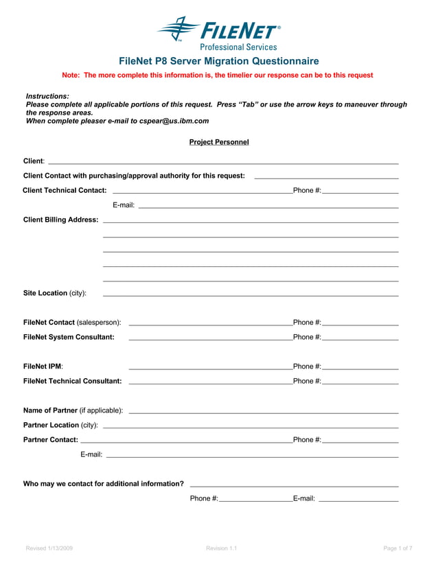 P8 Migration Questionnaire | DOC