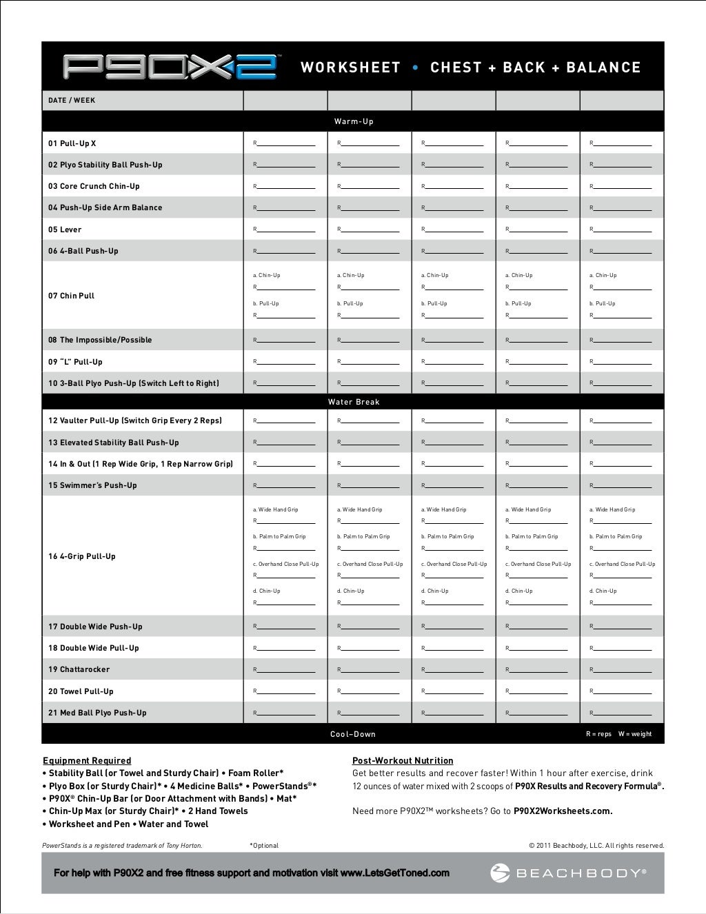 P90X2 Worksheets