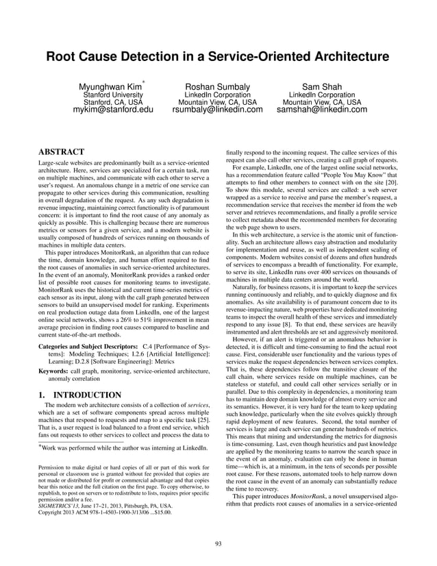 Root Cause Detection in a Service-Oriented Architecture | PDF