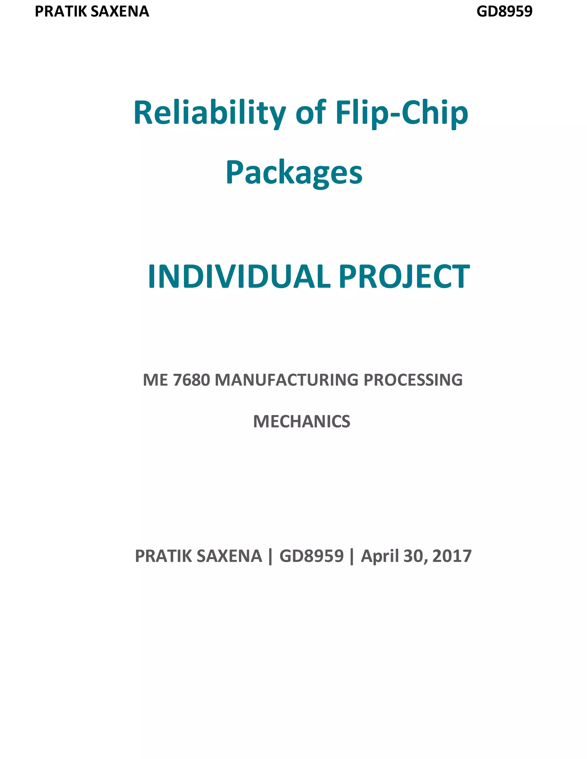 Reliability of Flip-Chip Packages | PDF