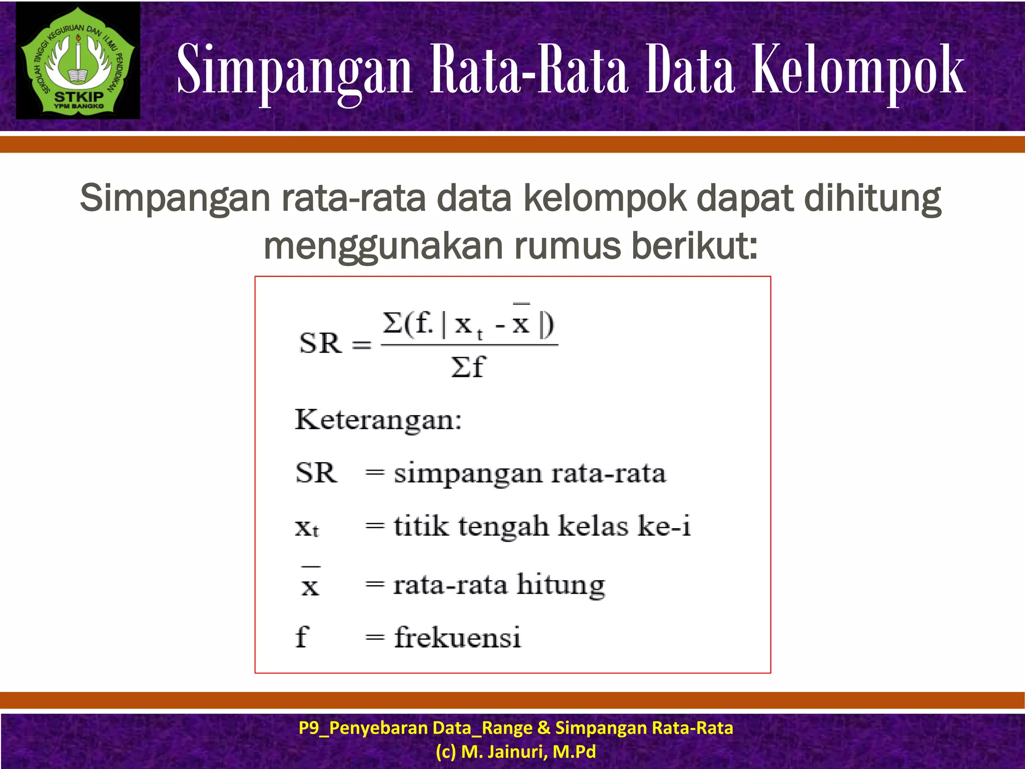 P9_penyebaran data_range dan simpangan rata-rata | PDF