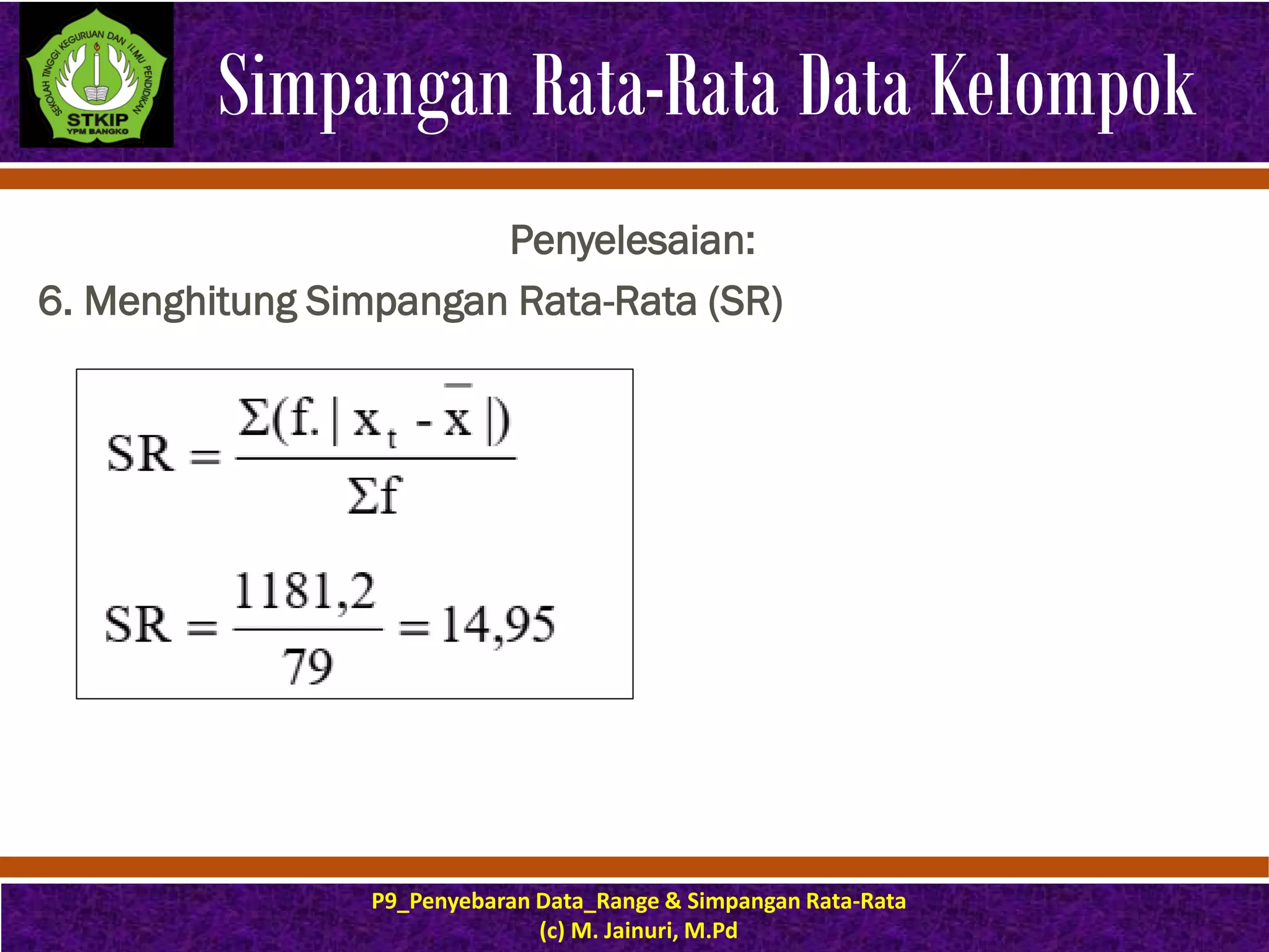 P9_penyebaran data_range dan simpangan rata-rata | PDF