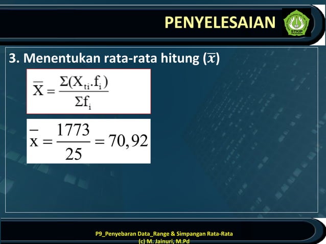 P9_penyebaran data_range dan simpangan rata-rata | PDF