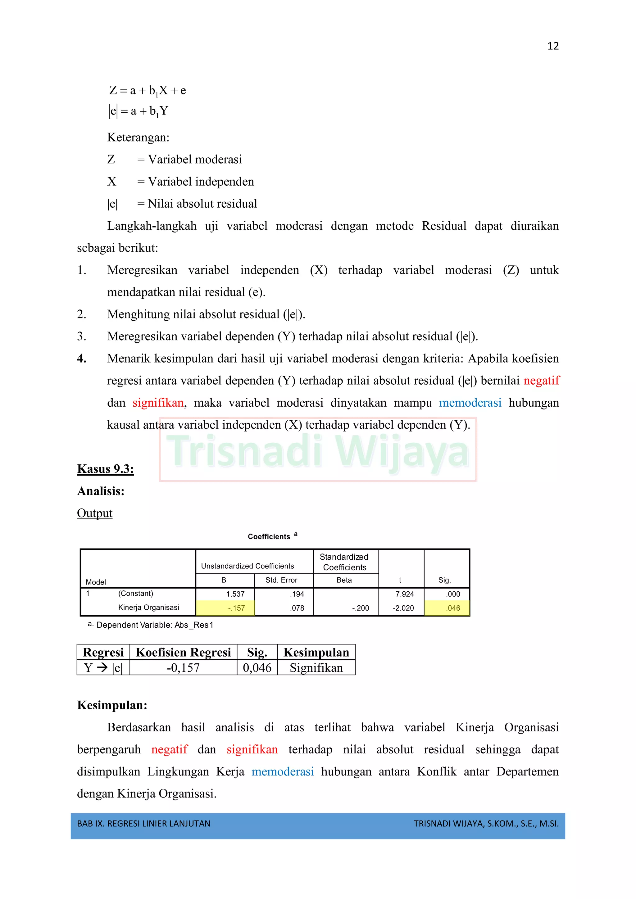 Regresi dengan Variabel Dummy, Mediasi, dan Moderasi | PDF
