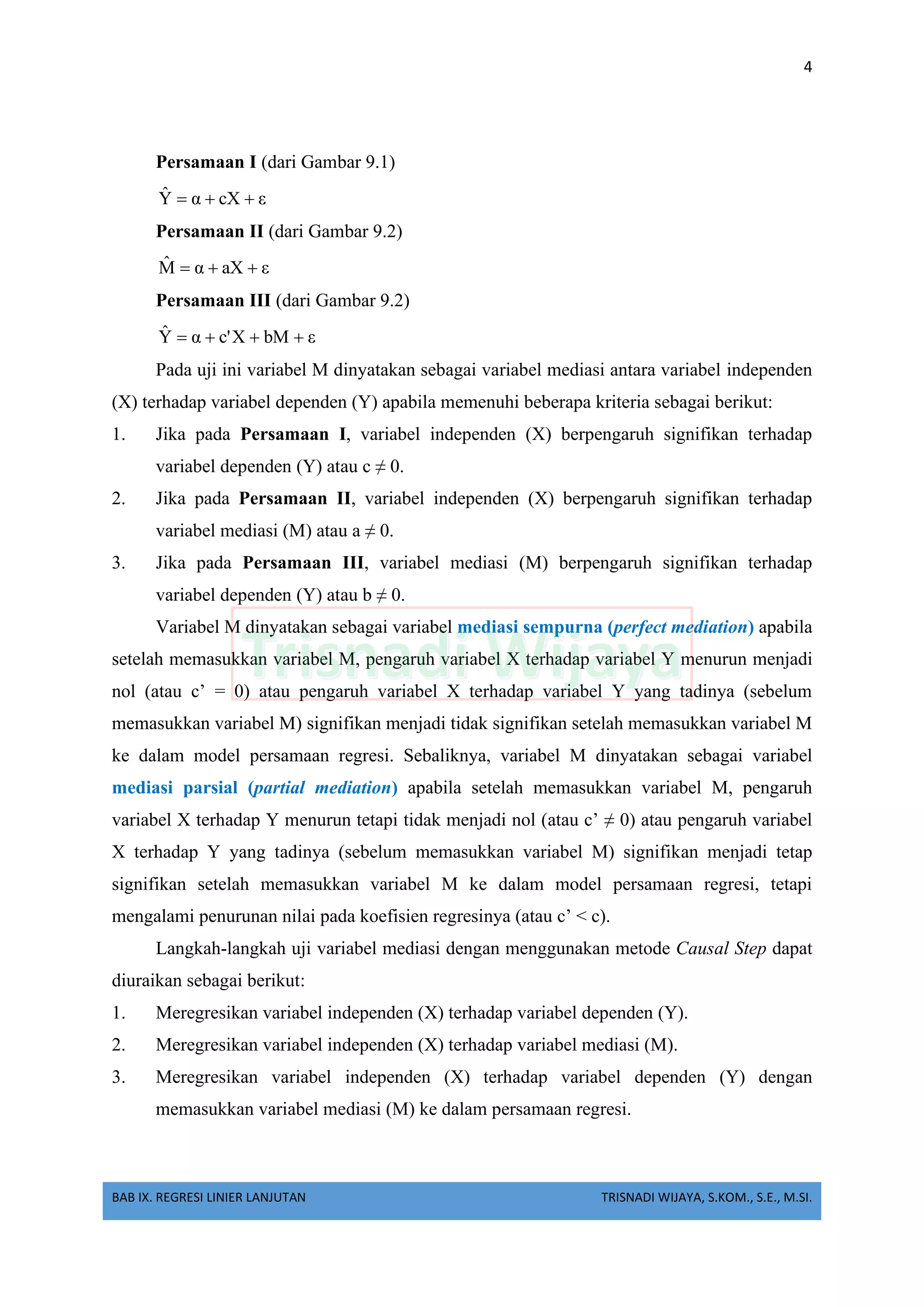 Regresi dengan Variabel Dummy, Mediasi, dan Moderasi | PDF