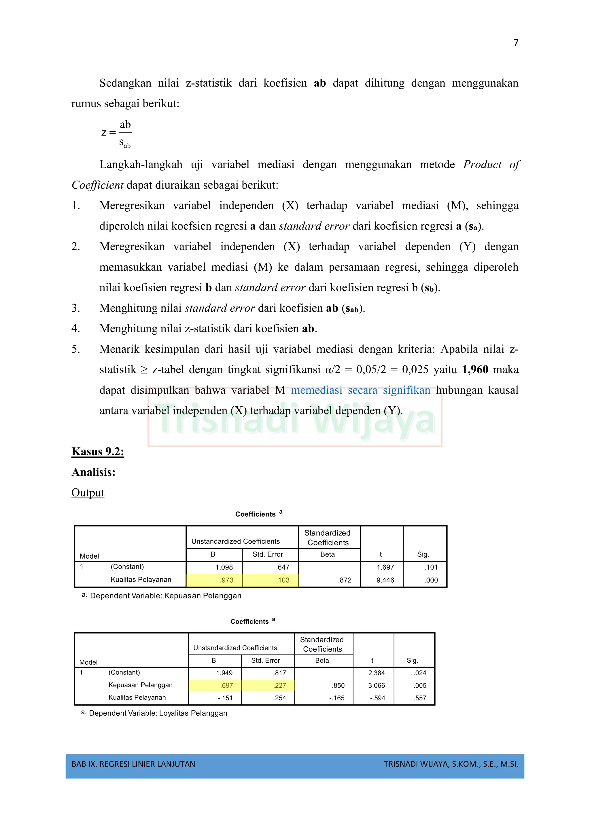Regresi dengan Variabel Dummy, Mediasi, dan Moderasi | PDF