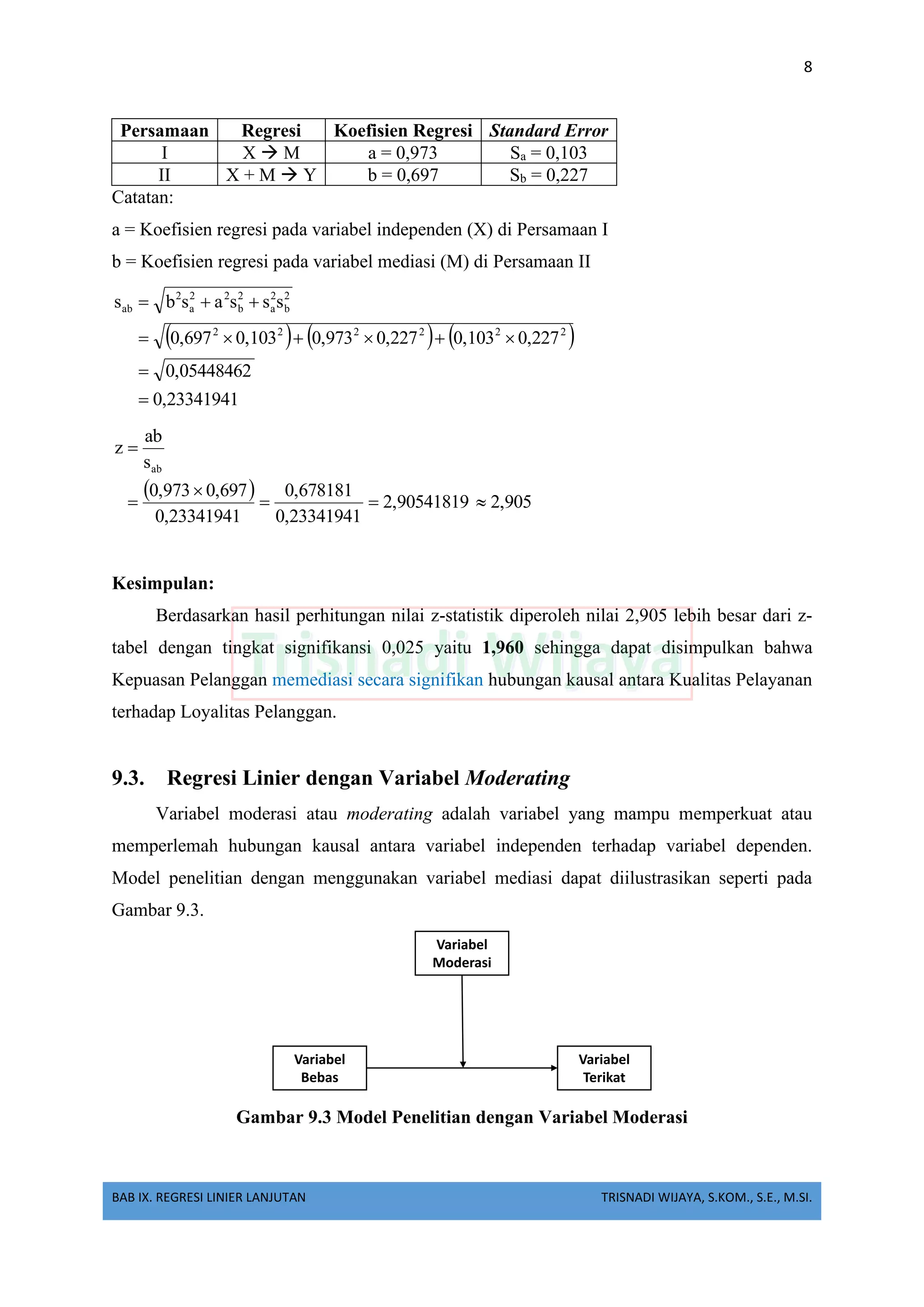 Regresi dengan Variabel Dummy, Mediasi, dan Moderasi | PDF