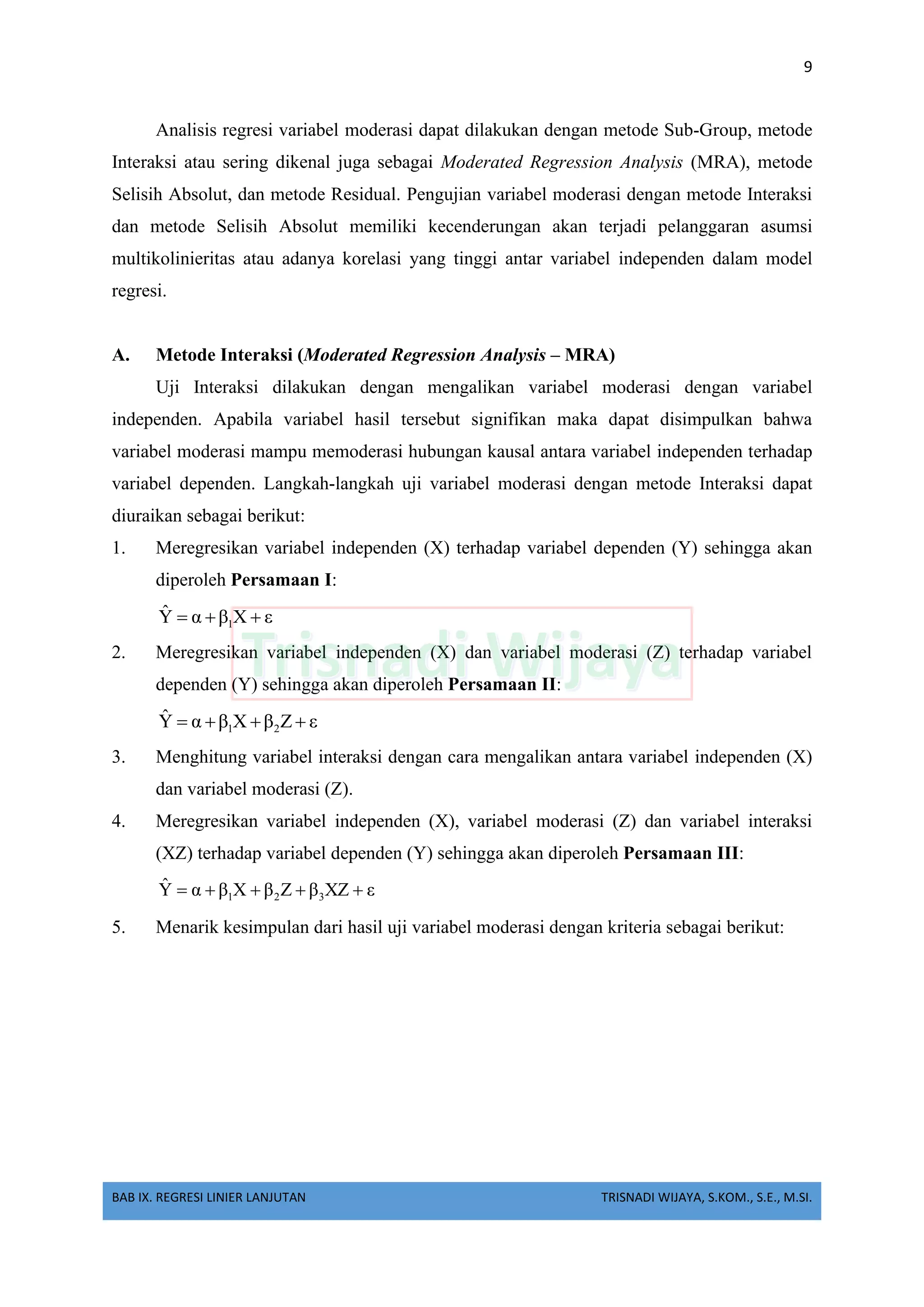 Regresi dengan Variabel Dummy, Mediasi, dan Moderasi | PDF