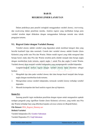 Regresi dengan Variabel Dummy, Mediasi, dan Moderasi | PDF