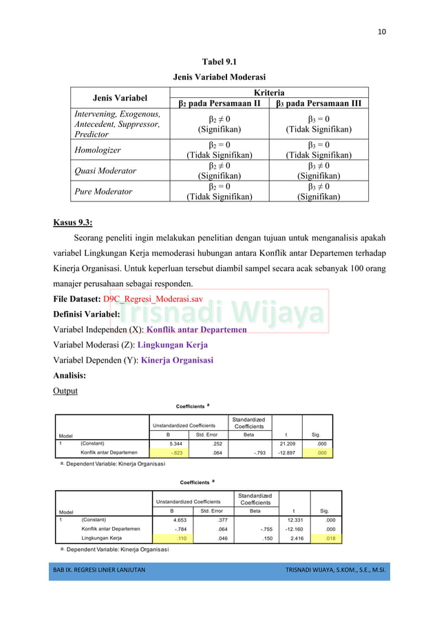 Regresi dengan Variabel Dummy, Mediasi, dan Moderasi | PDF