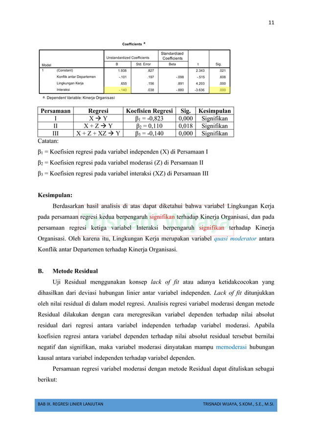 Regresi dengan Variabel Dummy, Mediasi, dan Moderasi | PDF
