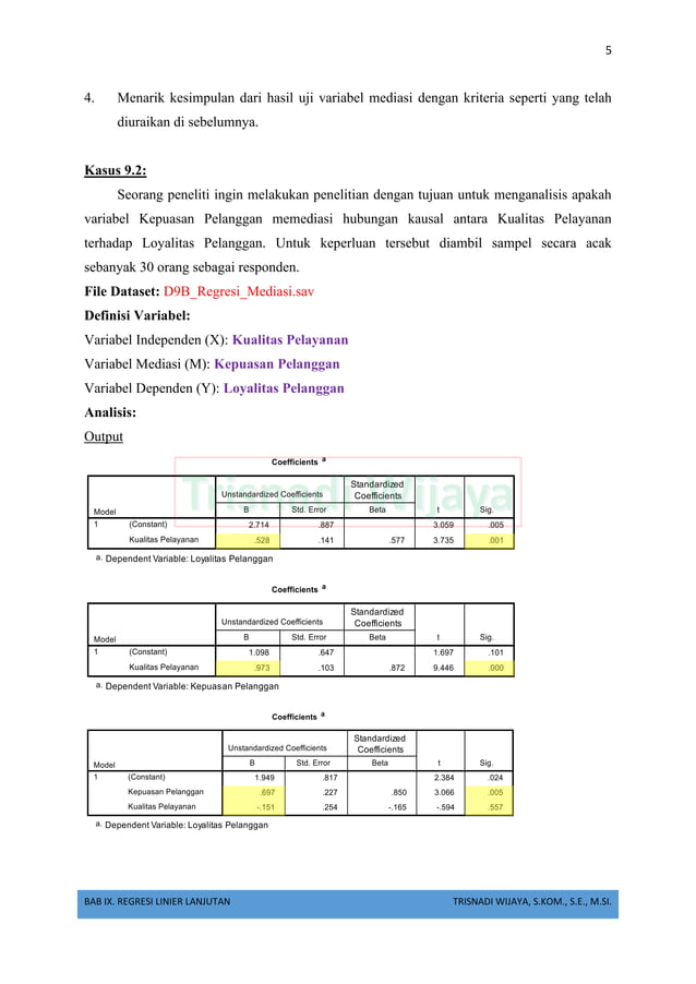 Regresi dengan Variabel Dummy, Mediasi, dan Moderasi | PDF