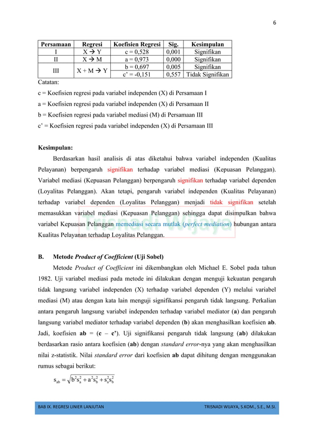 Regresi dengan Variabel Dummy, Mediasi, dan Moderasi | PDF