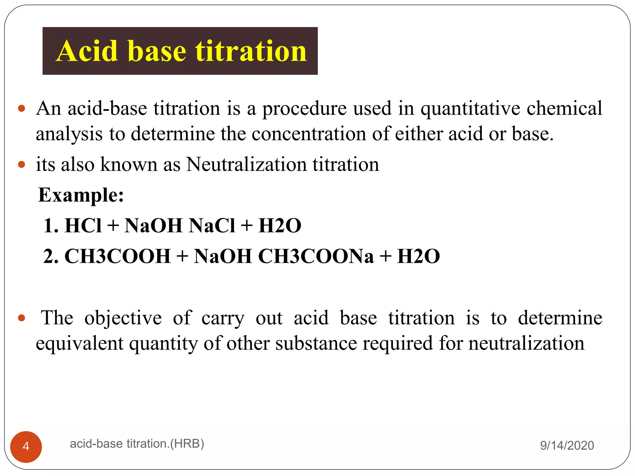 PA- I Acid-base titration (HRB) | PDF