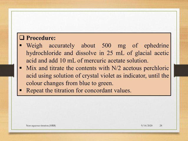 PA- I Non aqueous titration (HRB) | PDF | Chemistry | Science