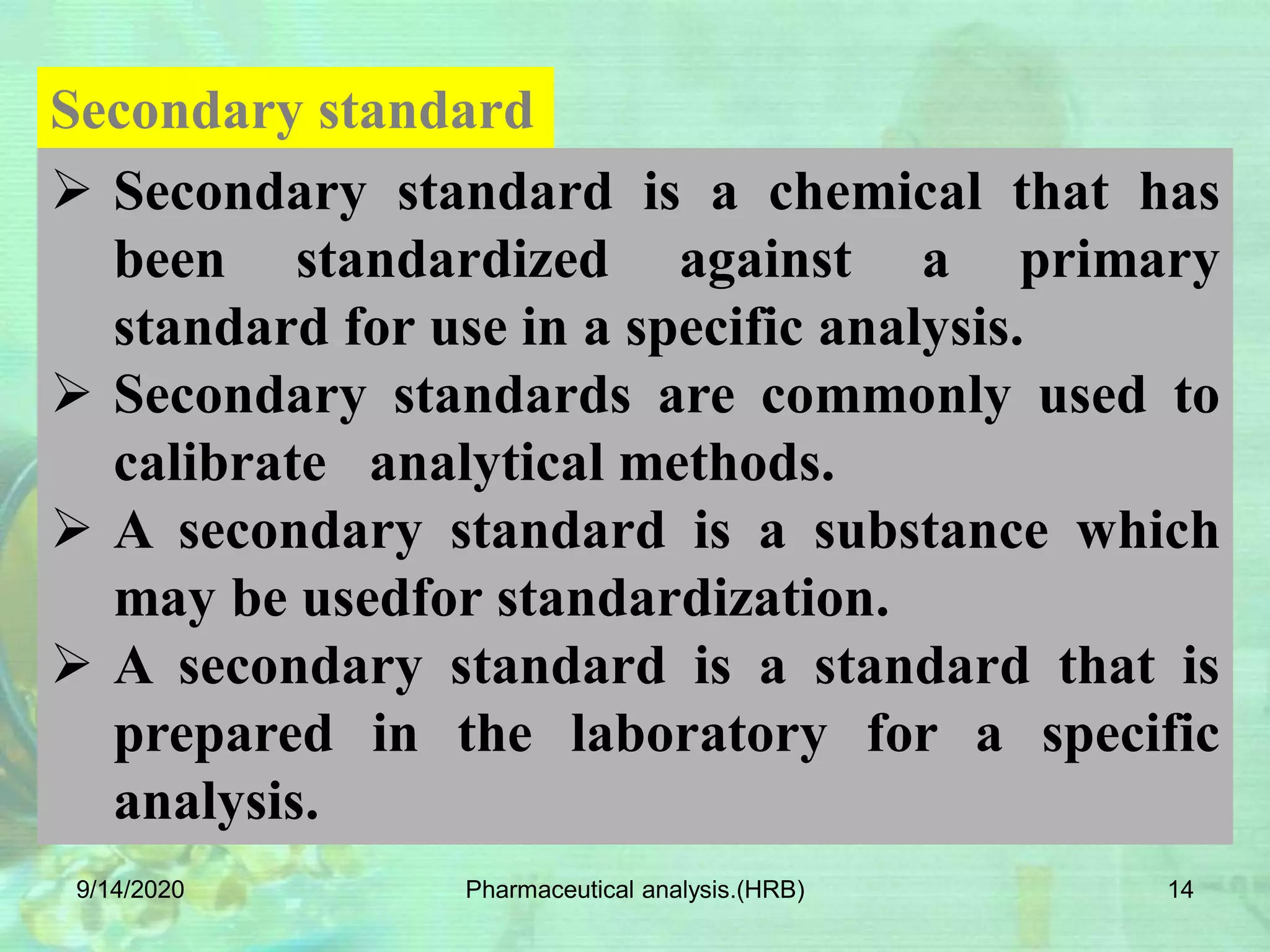 Introduction to Pharmaceutical analysis - I (HRB) | PDF