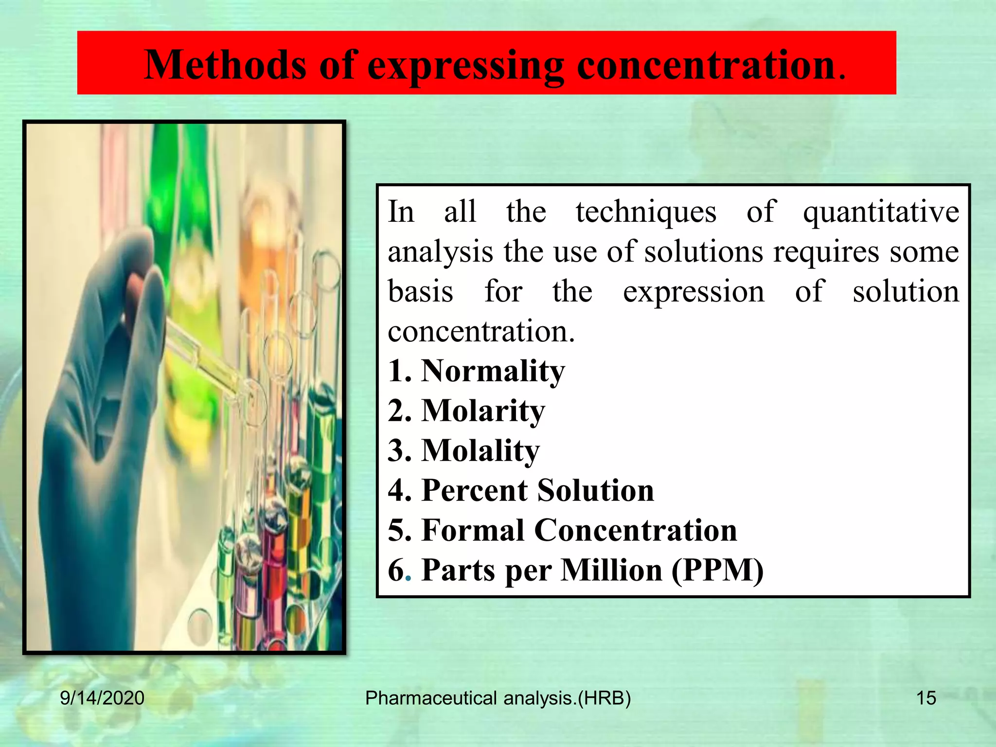 Introduction to Pharmaceutical analysis - I (HRB) | PDF