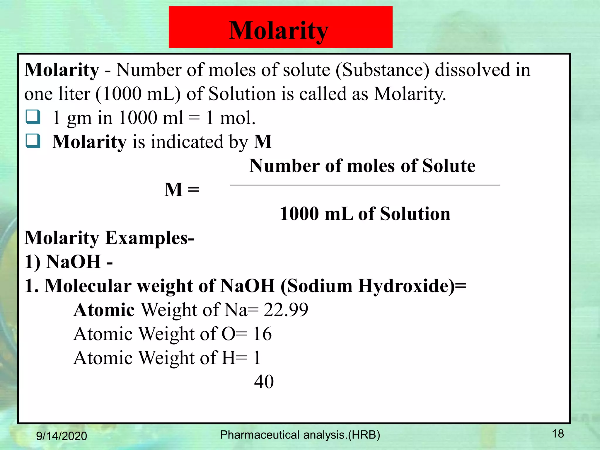 Introduction to Pharmaceutical analysis - I (HRB) | PDF