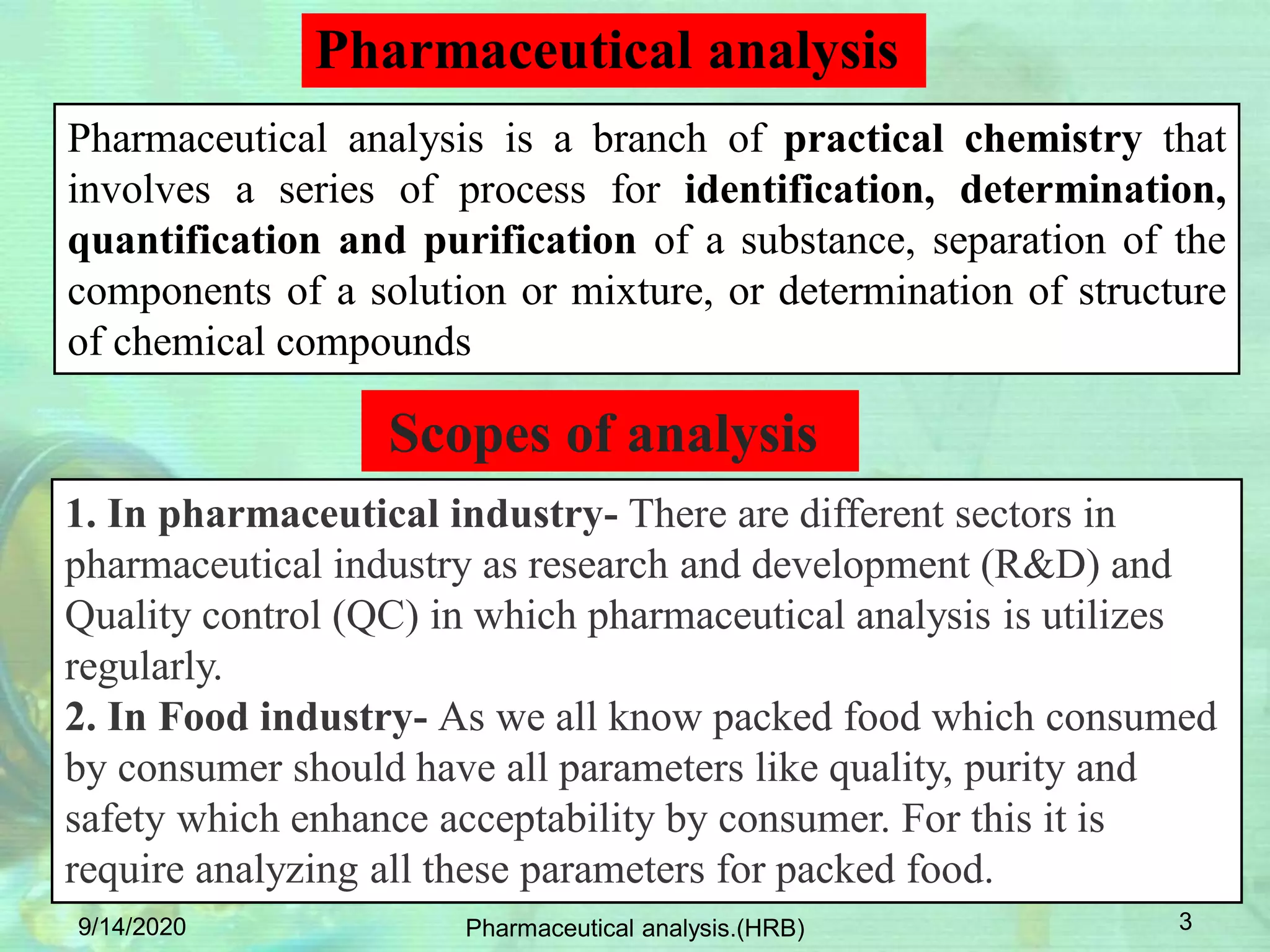 Introduction to Pharmaceutical analysis - I (HRB) | PDF